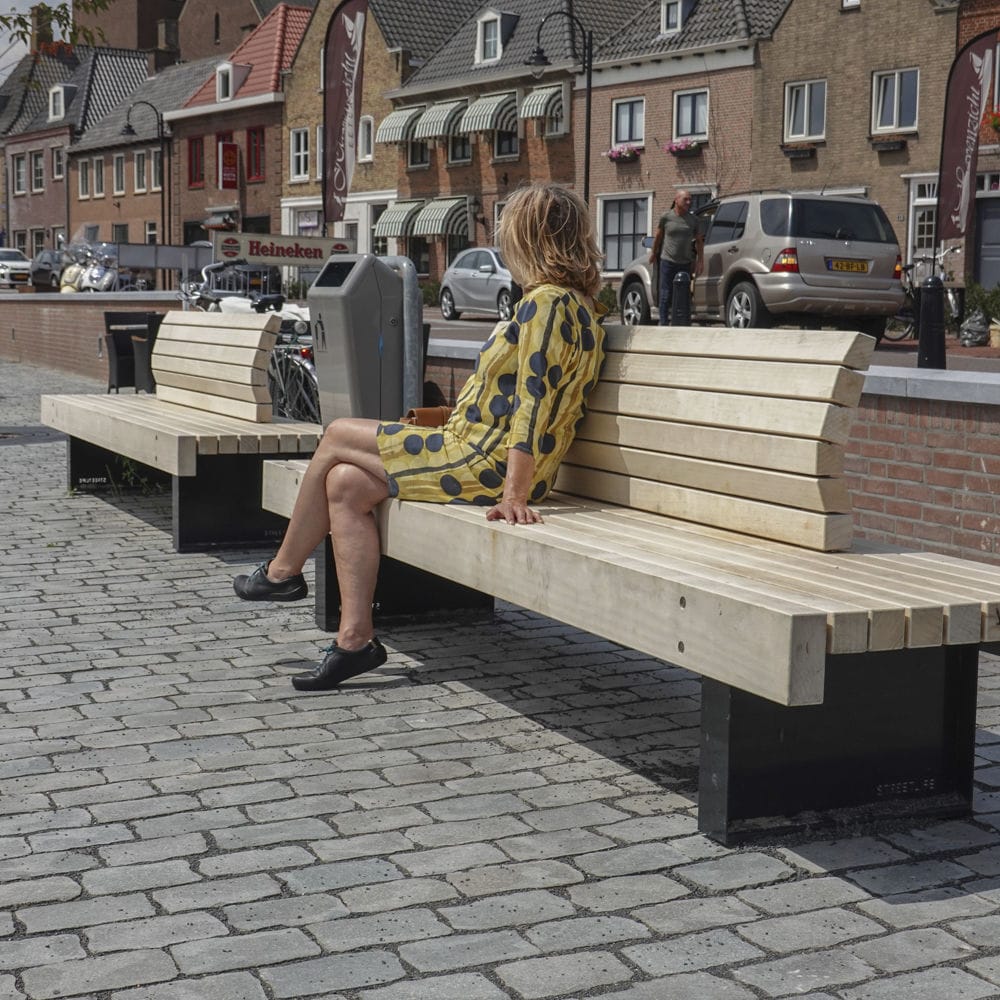 Contemporary public bench - SOLID SERIF - Streetlife - wooden ...
