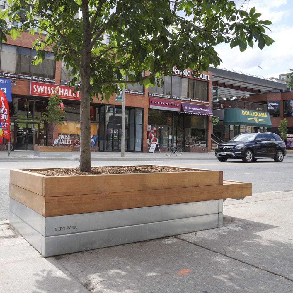 Wooden planter - ROUGH&READY - Streetlife - galvanised steel / COR-TEN ...