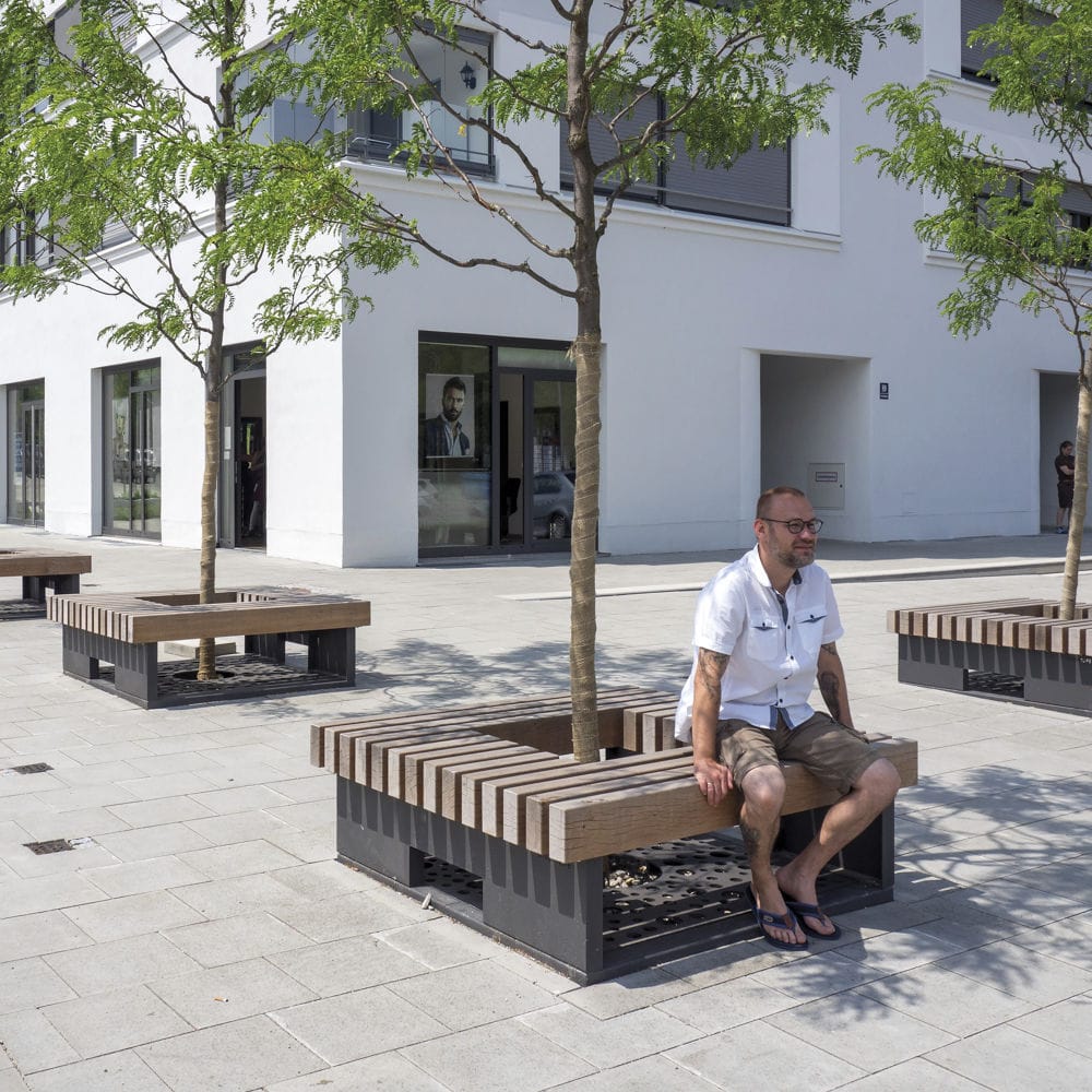 Contemporary public bench - ROUGH&READY CARRÉ - Streetlife - wooden ...