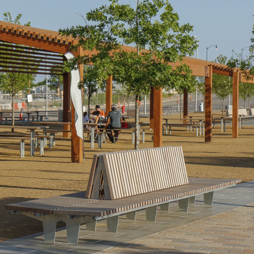 Contemporary public bench - Cliffhanger Crosswise - Streetlife - wooden ...