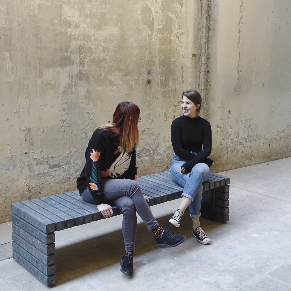 Contemporary public bench - SOLID STAPLE - Streetlife - wooden / thermo ...
