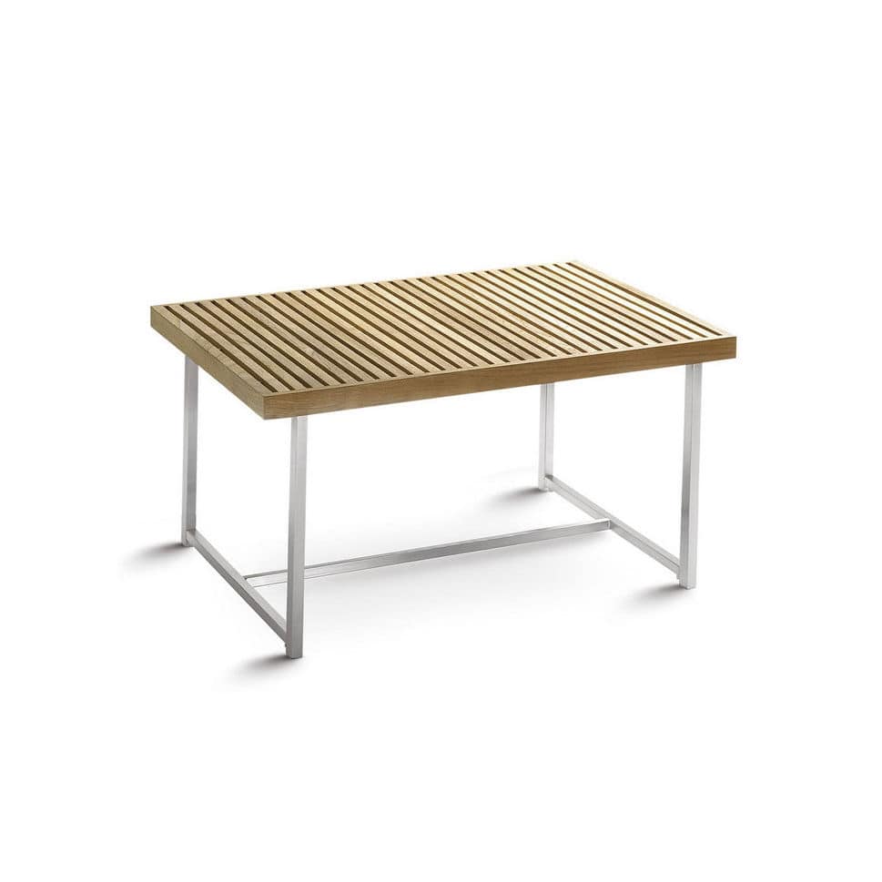 Contemporary coffee table - BEO - KENKOON - teak / stainless steel / square