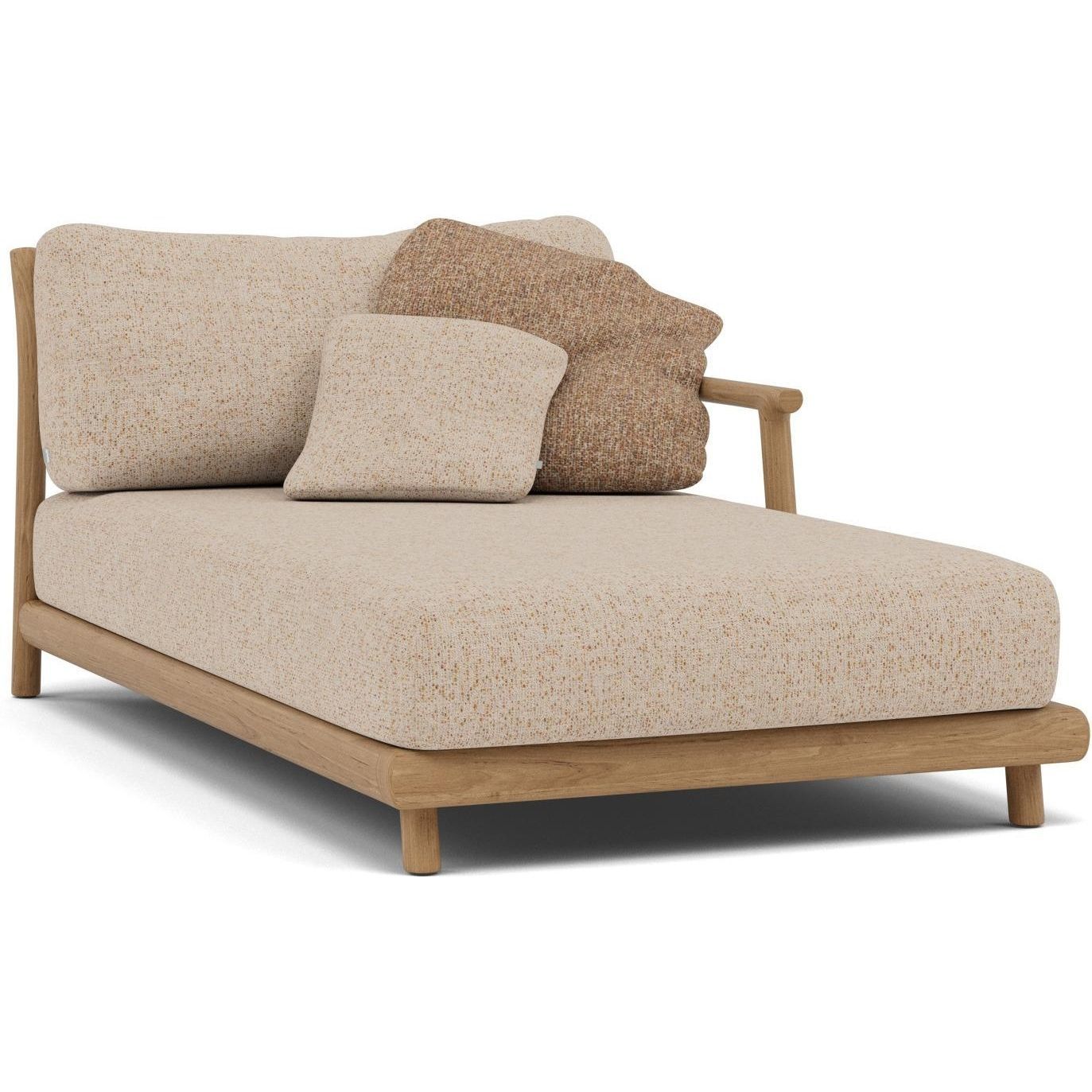 Contemporary daybed - Muyu left - MANUTTI - fabric / teak / teak base