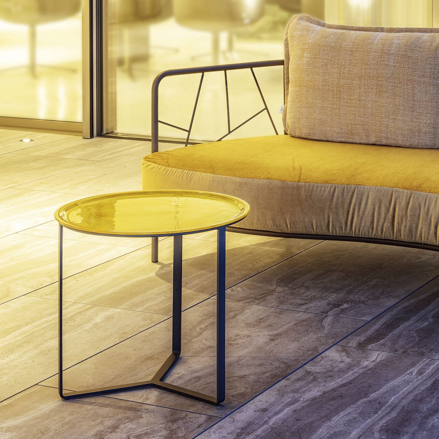 Original design side table - TRIOS - FISCHER MÖBEL - glass / lacquered ...
