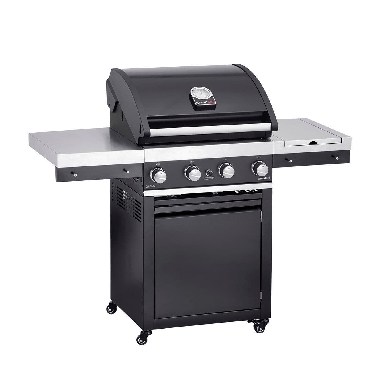 Gas barbecue - Premium G4 - GRAND HALL - on casters / cast iron ...