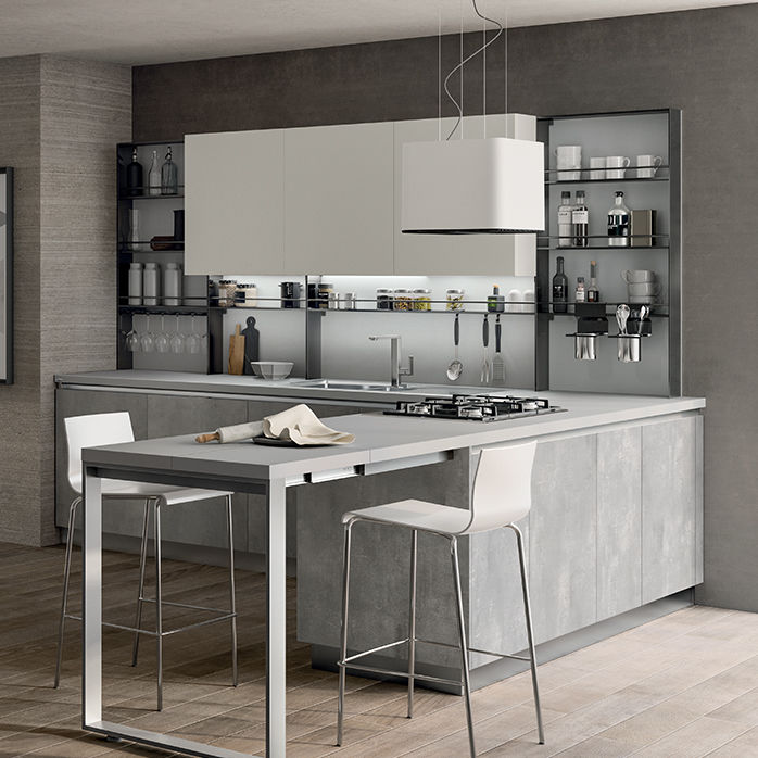 Contemporary kitchen - EVOLUTION - SCAVOLINI - wood veneer / island / L ...