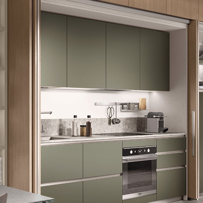 Contemporary kitchen - BOXI - SCAVOLINI - wood veneer / stone ...