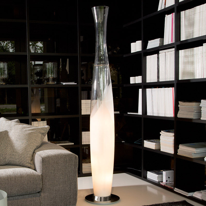 Floor-standing lamp - JAZZ - Av Mazzega - nickel / blown glass / satin