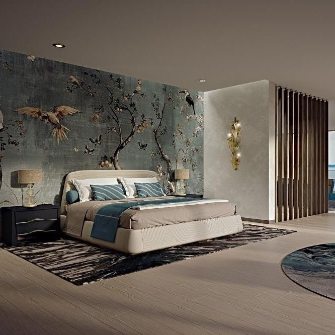 Double bed - AURORA - Mantellassi 1926 - contemporary / upholstered / with headboard