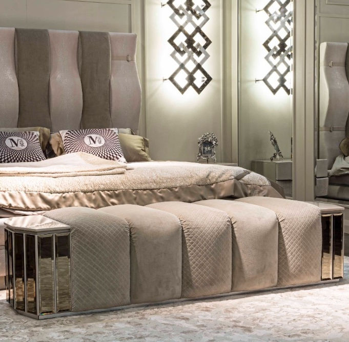 Contemporary bed bench - OLA - Mantellassi 1926 - fabric / home