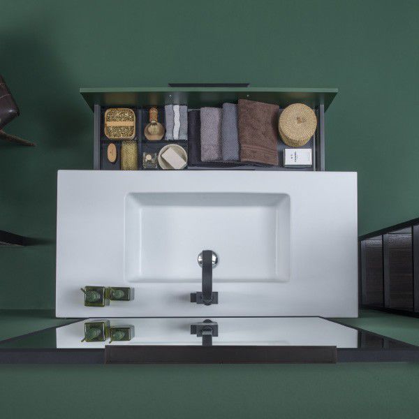 Built-in washbasin - ICARO - Xilon - ceramic / rectangular / 1-hole