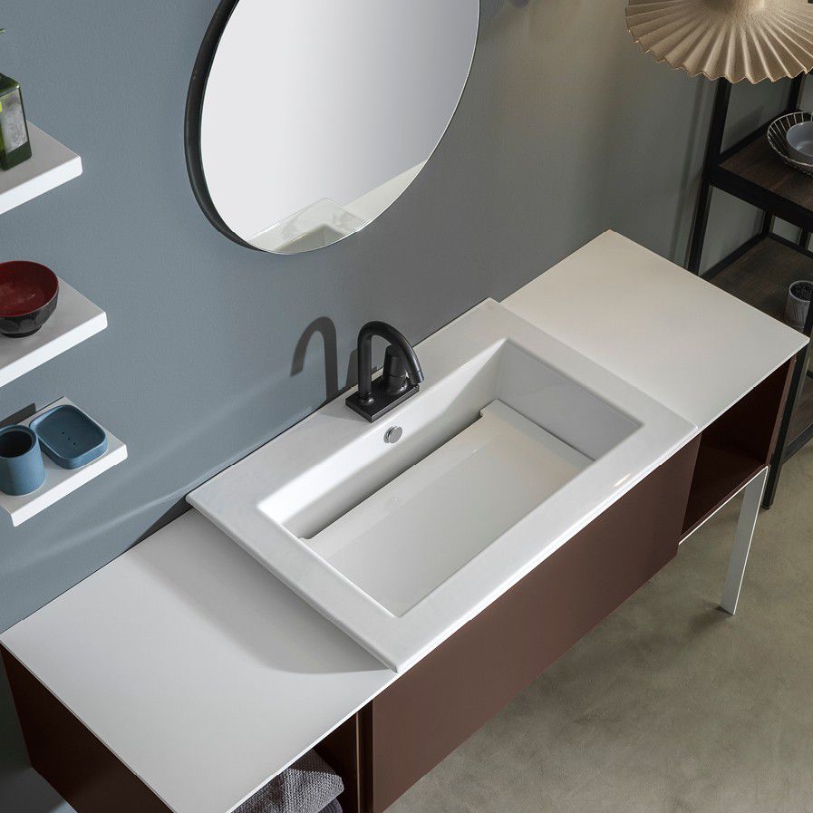 Double depth washbasin - GHOST® - Xilon - integrated / ceramic / with ...