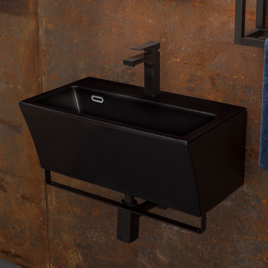 Wall-mounted washbasin - BLOCK - Xilon - ceramic / metal / with shelf