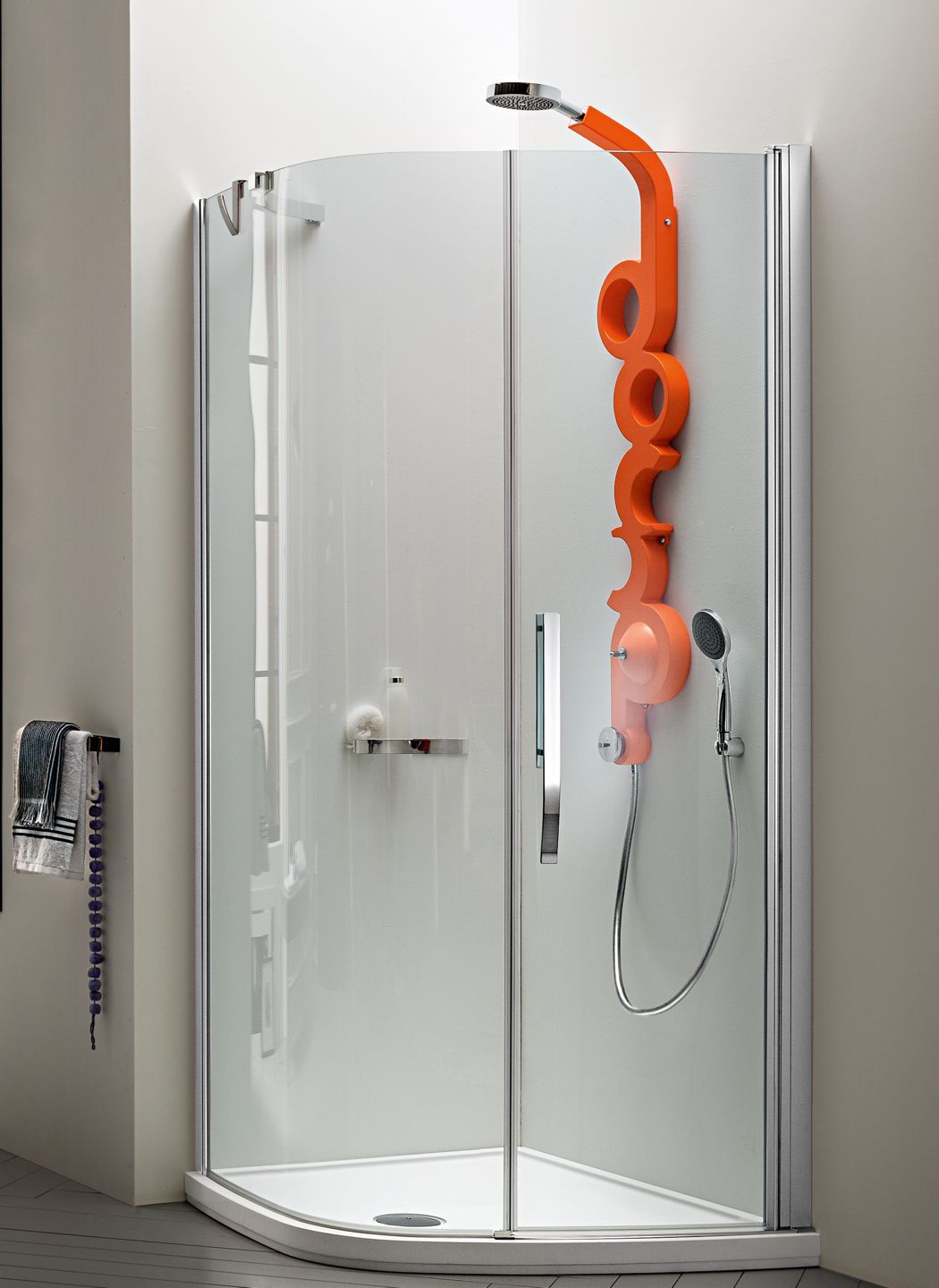 Swing shower screen - AQUA - ARBLU - curved / corner / tempered glass