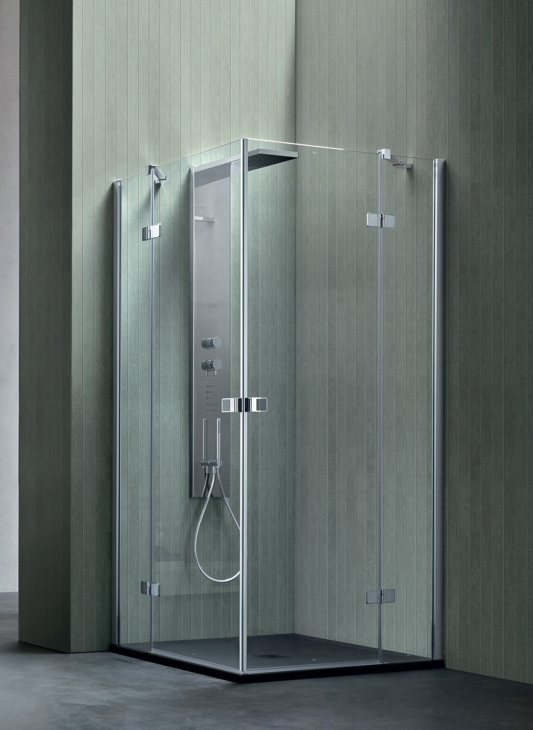 Swing shower screen - OTTO 2 - ARBLU - corner / corner / tempered glass