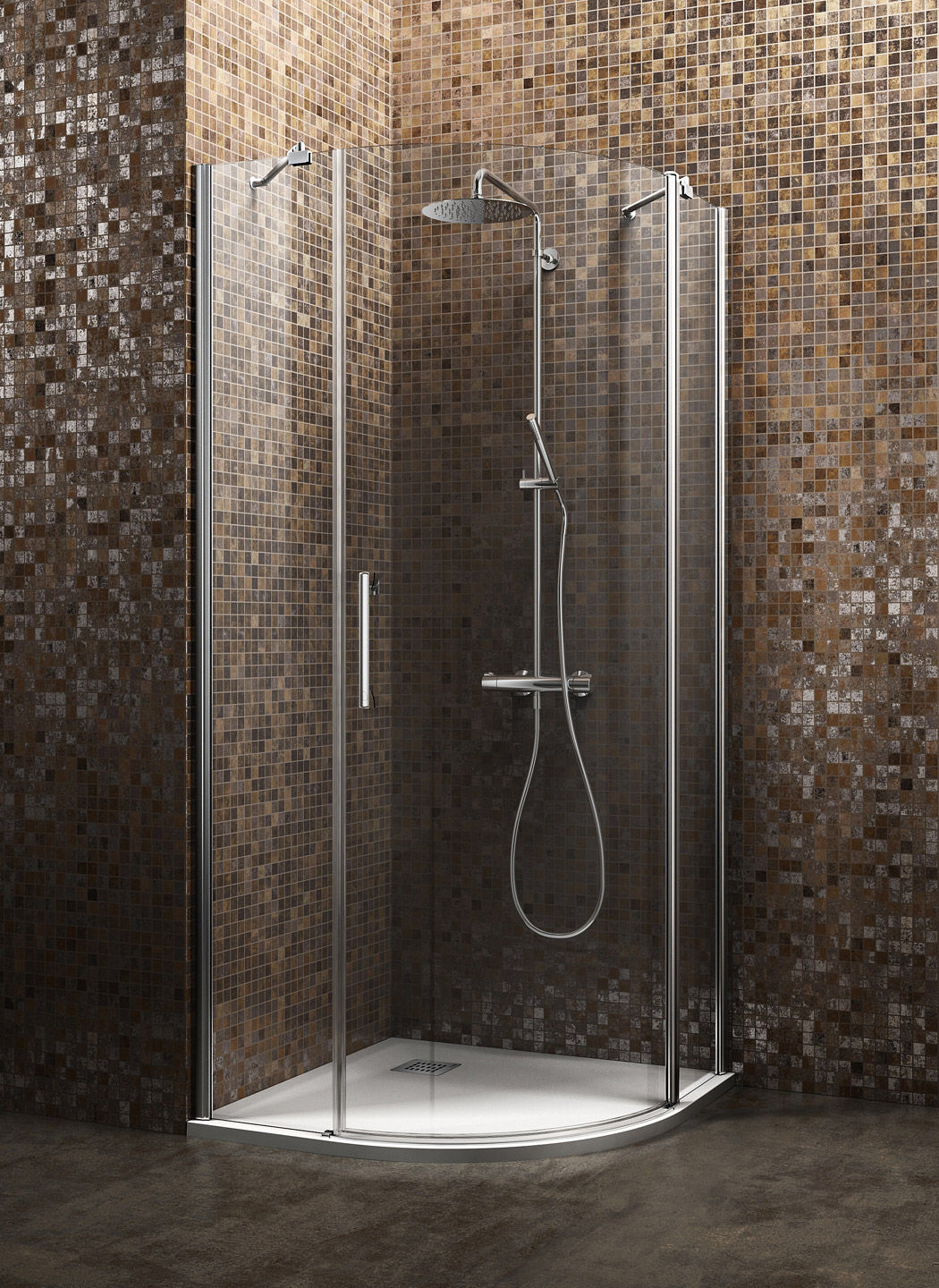 Swing shower screen - DEDALO PLUS - ARBLU - fixed / curved / corner