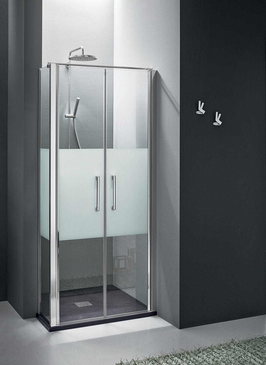 Swing shower screen - DEDALO 1 STANDARD - ARBLU - corner / tempered glass / commercial