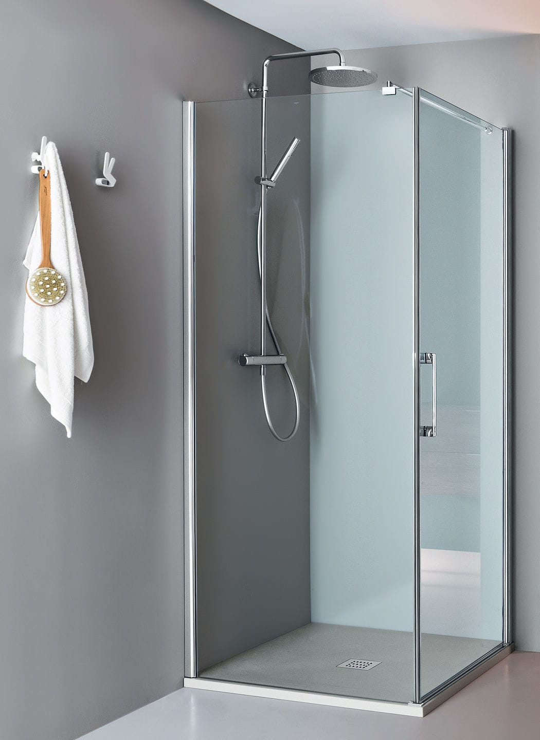 Swing shower screen - DEDALO 1 - ARBLU - fixed / corner / tempered glass