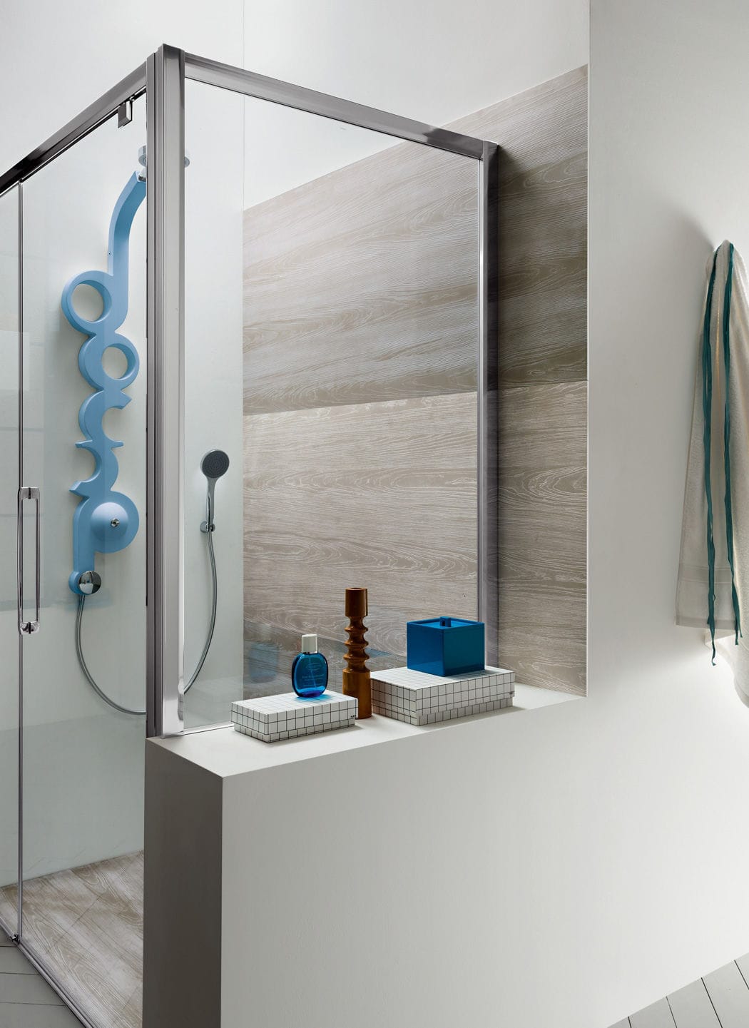 Swing shower screen - PERSEO 1 WALL - ARBLU - corner / tempered glass / commercial