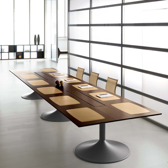 Contemporary boardroom table - Della Rovere - wooden / rectangular / curved