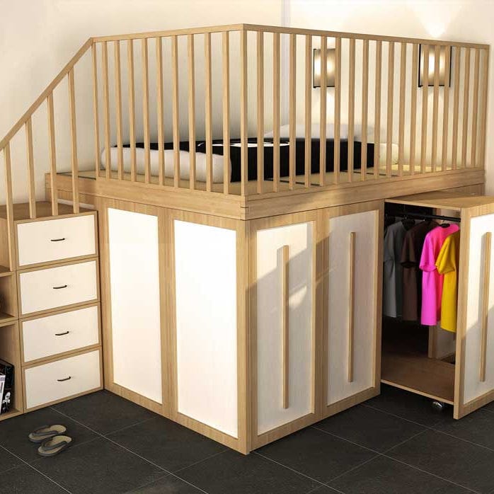 Double bed - LUCCA - Cinius - single / contemporary / with in-base storage