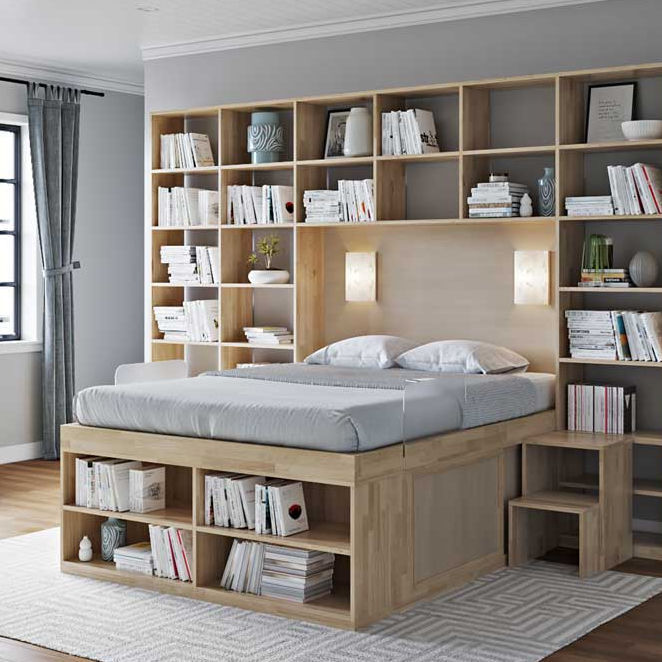 Double bed - BOOKCASE 2 LEVELS - Cinius - single / contemporary / with ...