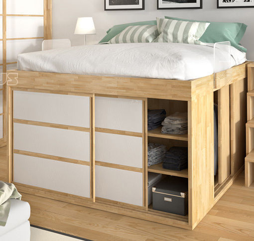 Double bed - NAPOLI - Cinius - single / contemporary / with in-base storage