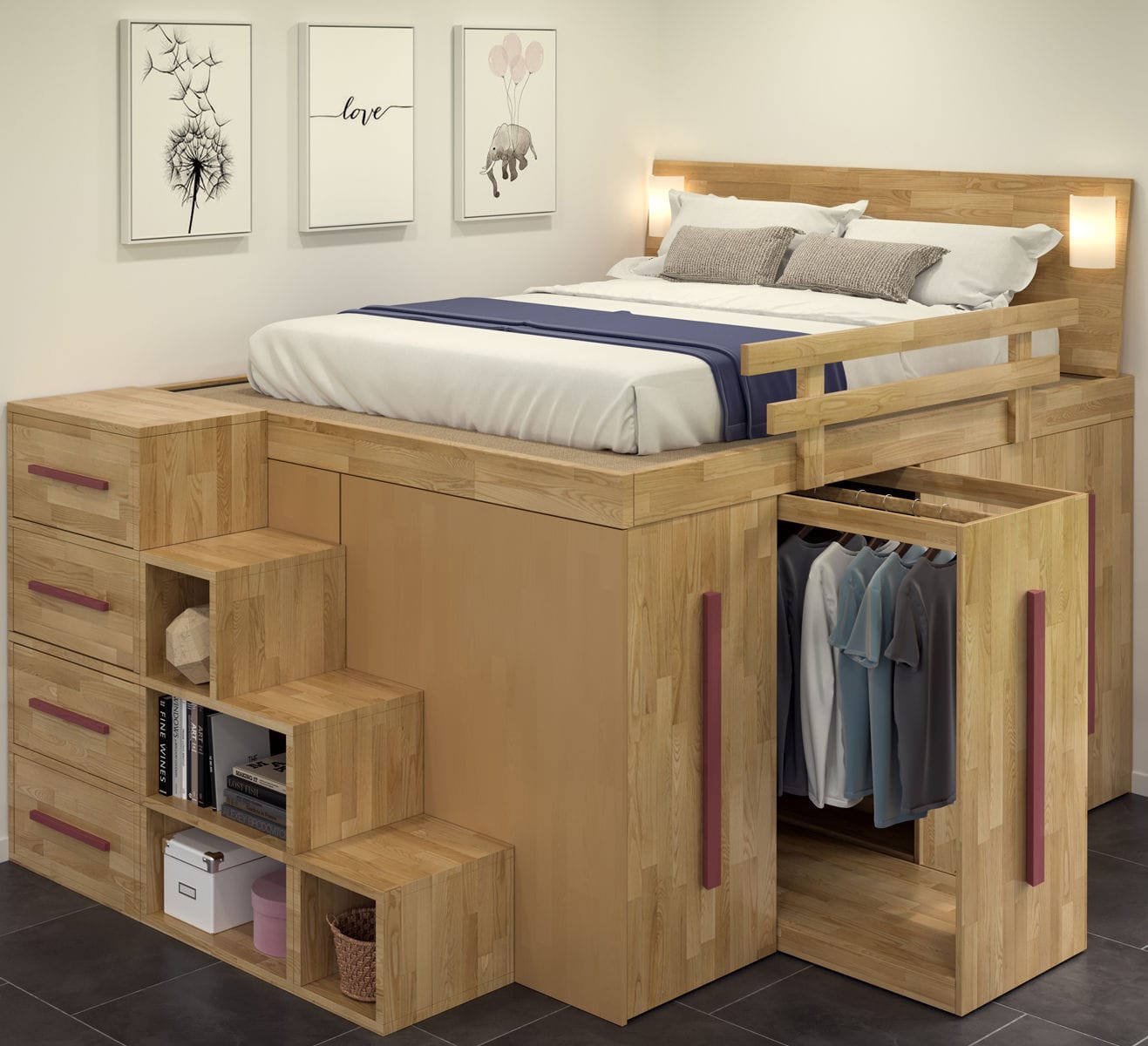 Double bed - Spazio - Cinius - contemporary / with headboard / with in ...