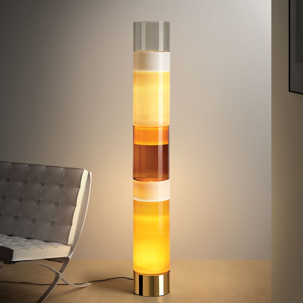 Floor lamp - STACKING C TR - Leucos srl - metal / chrome / glass
