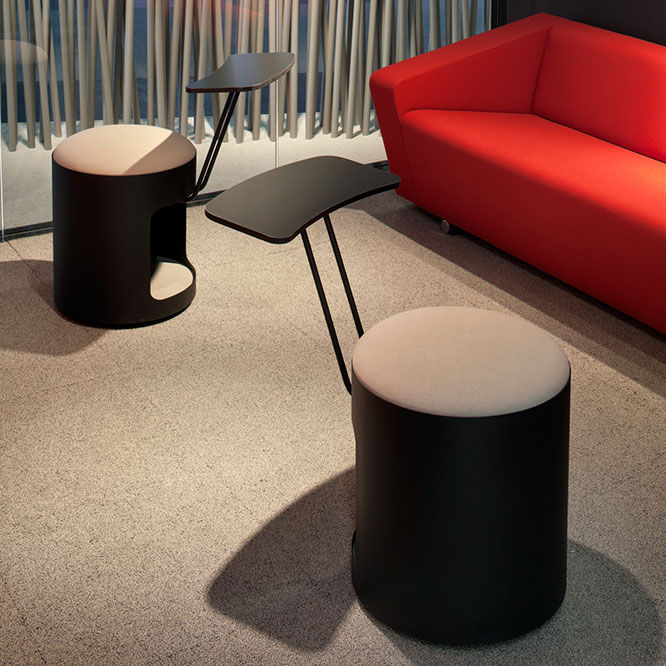 Contemporary pouf - R2 - Nurus - fabric / round / with storage compartment
