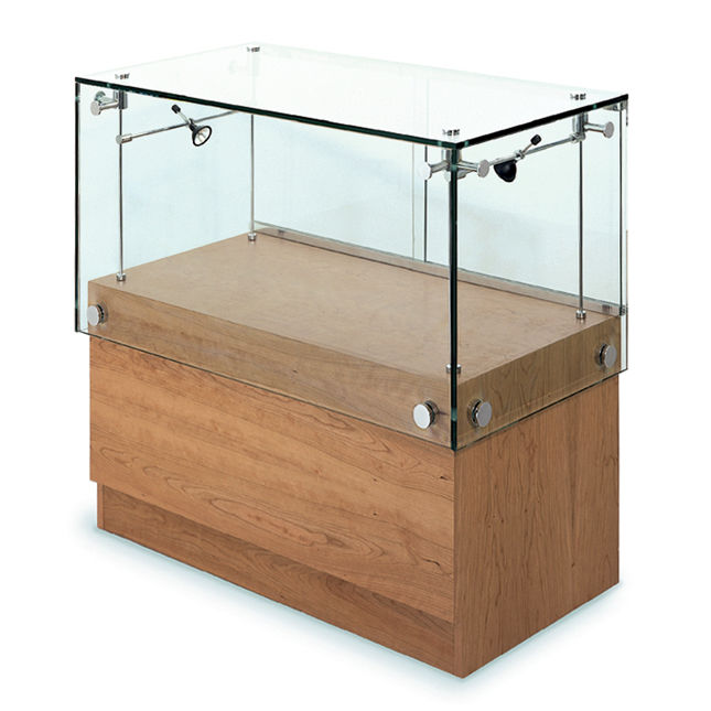 Contemporary display case - WG003.WV - Shopkit - glass / oak / illuminated