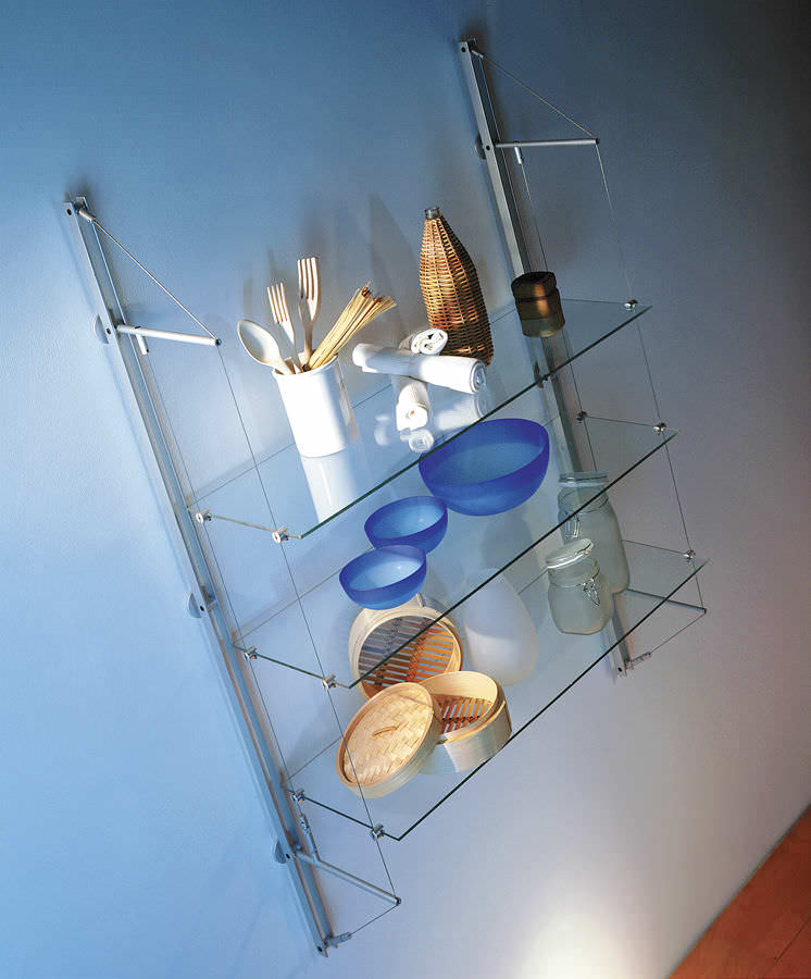 Wall-mounted shelf - FIN - Shopkit - contemporary / glass