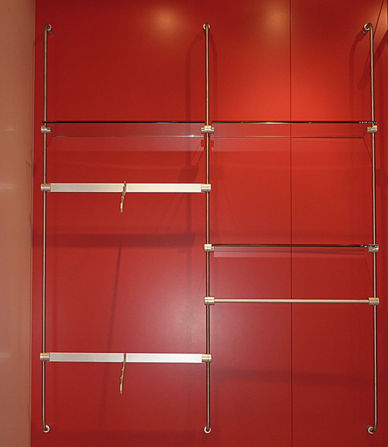 Wall-mounted shelving system - Shopkit - contemporary / metal / glass