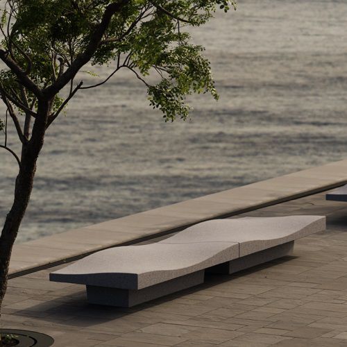 Contemporary public bench - WAVE - Escofet - concrete / without ...