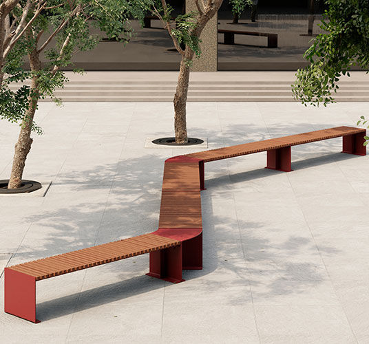 Contemporary public bench - PIANO - Escofet - wooden / metal / without ...