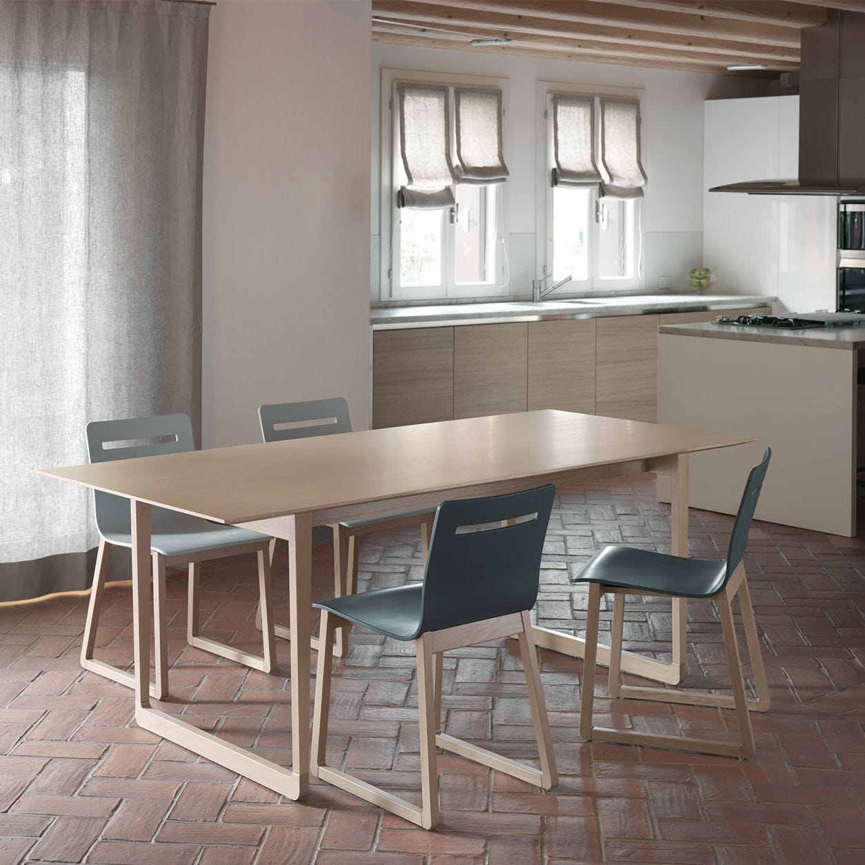 Contemporary table - INT - Bedont - oak / beech / MDF
