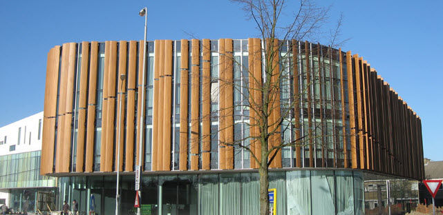 Wooden solar shading - DE GROOT - HESS TIMBER - for facade