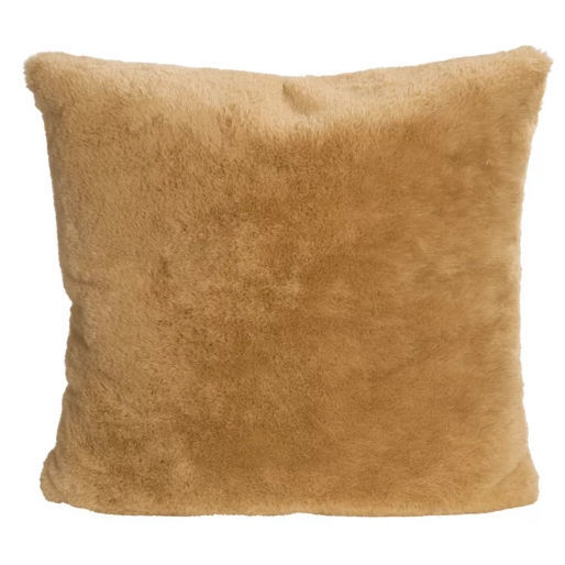 Faux fur pillow - GUANACO CAMEL 929 - TISCA ITALIA - square