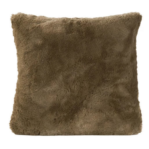 Faux fur pillow - GUANACO CAPPUCCINO 865 - TISCA ITALIA - square