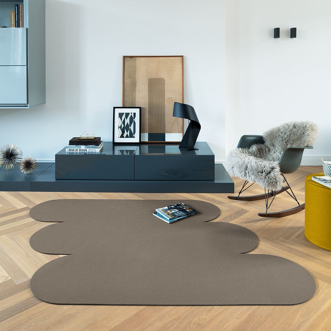 Contemporary rug - Graphics - Hey Sign - plain / felt / gray