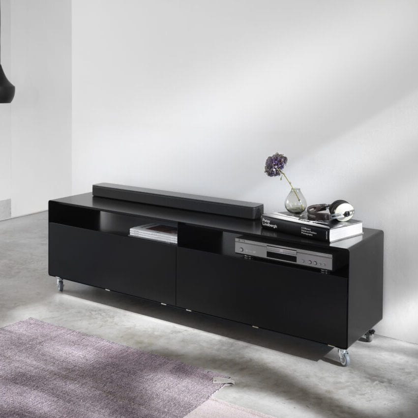 Contemporary sideboard - R 110 - Müller - chrome / mobile / on casters