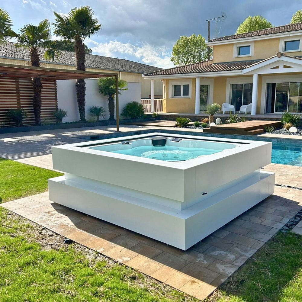 Above-ground hot tub - CUBE ERGO - Aquavia Spa - rectangular / 5-person / acrylic