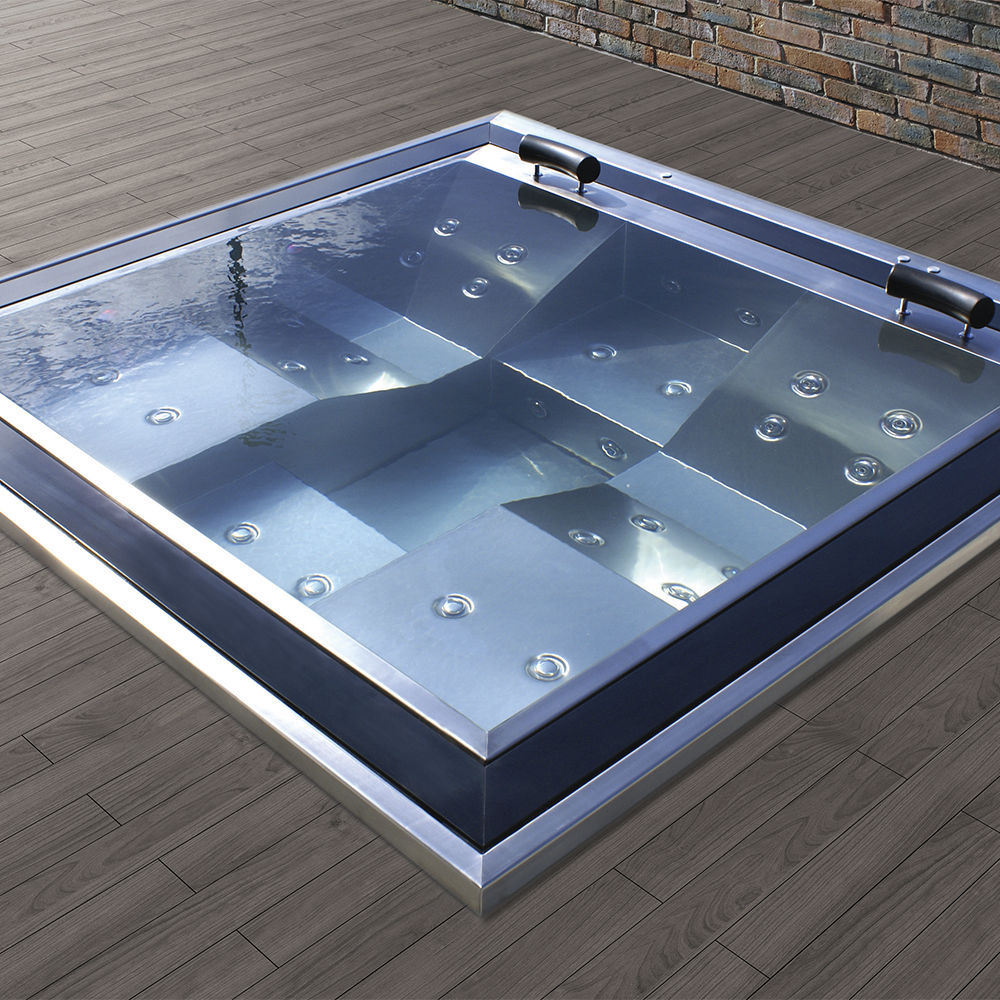Built-in hot tub - ELEGANT - Aquavia Spa - square / 4-seater / stainless steel