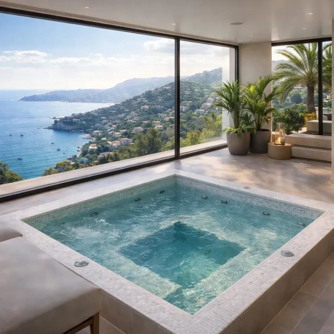 Recessed hot tub - TILED 220 - Aquavia Spa - square / 5-person / mosaic