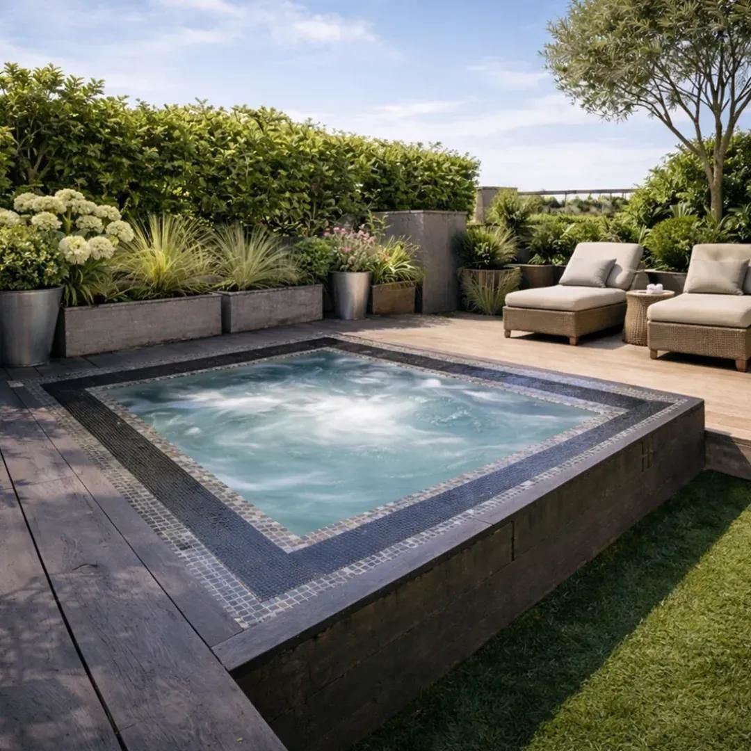 Built-in hot tub - TILED 300 - Aquavia Spa - recessed / square / 8-person