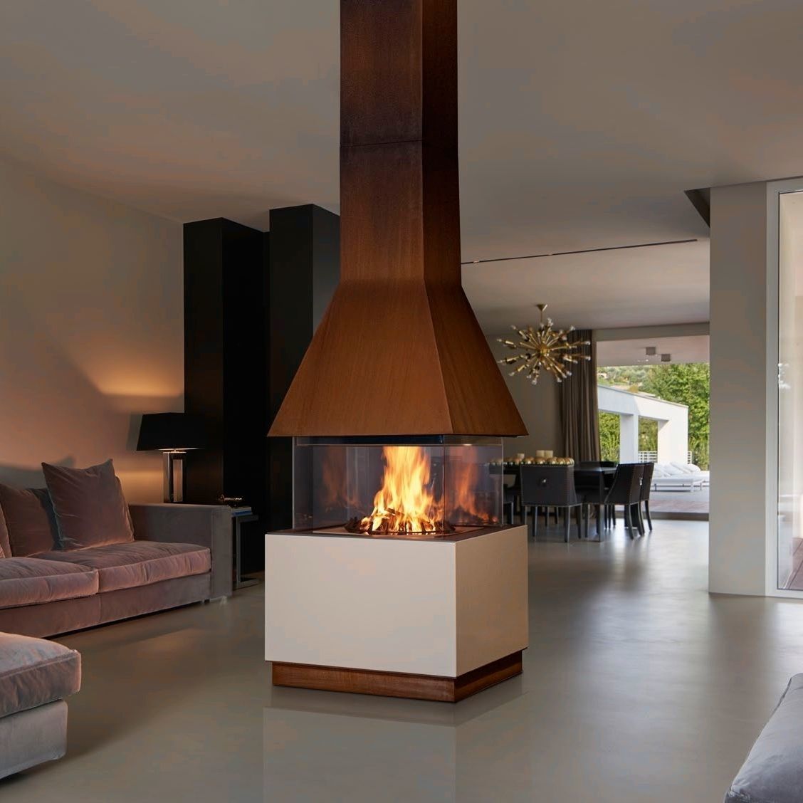 Wood-burning fireplace - KELSO - Piazzetta - built-in / island / 4-sided