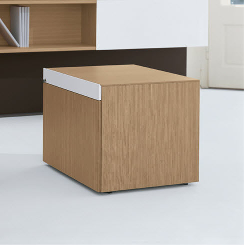 Aluminum office unit - P2 - Bene GmbH - wooden / glass / 2-drawer