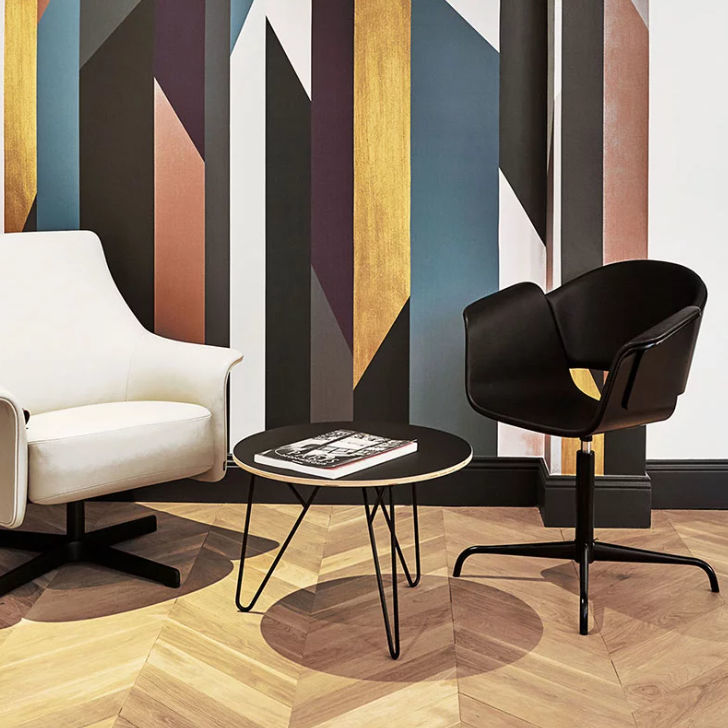 Contemporary visitor chair - RONDO - Bene GmbH - fabric / leather / steel