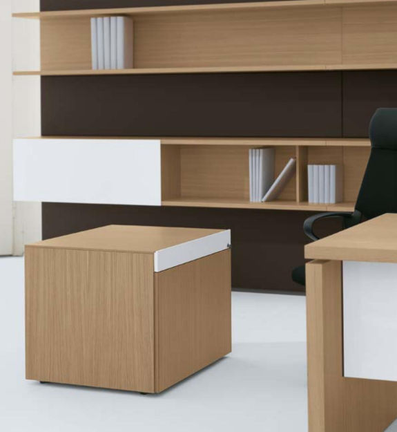Aluminum office unit - P2 - Bene GmbH - wooden / glass / 2-drawer