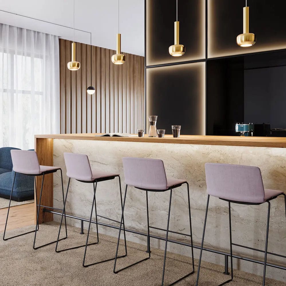 Contemporary bar stool - B_WAVE - Bene GmbH - leather / fabric / wooden